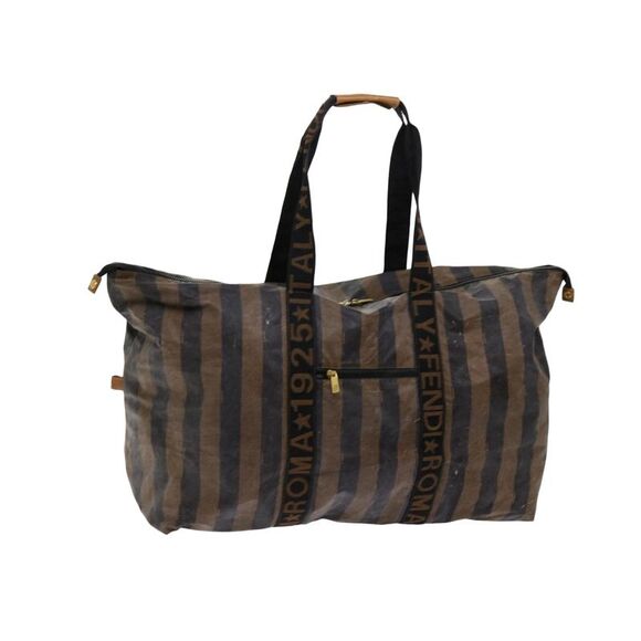 Fendi | Bags | Pre Loved Fendi Pecan Canvas Boston Bag Black Brown Auth ...